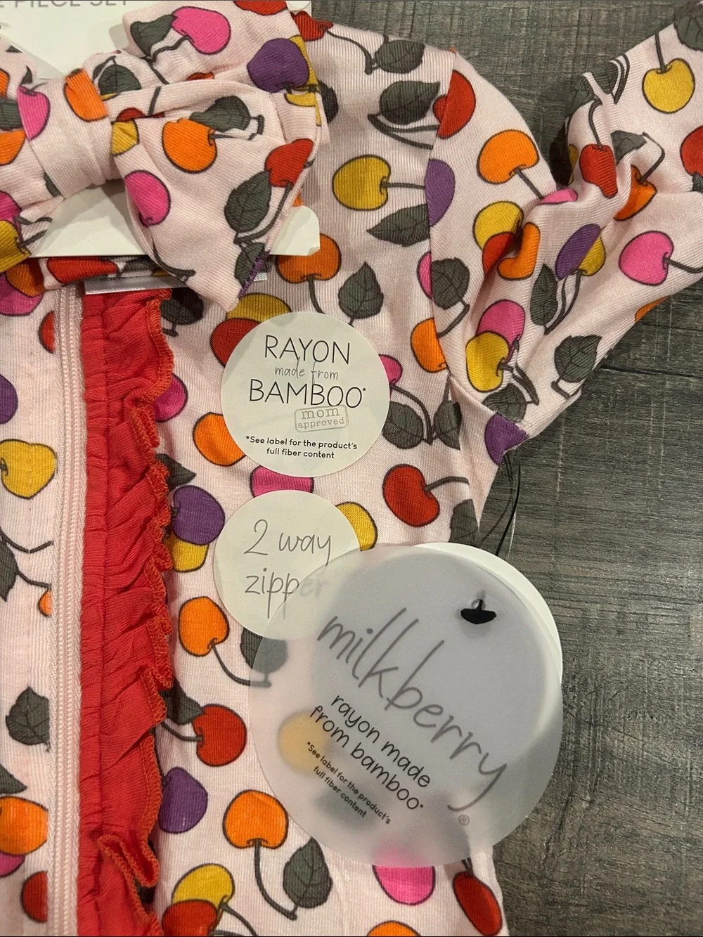 Milkberry | Pajamas | Milkberry Baby Girl Cherry Print Pink Zip Footed ...